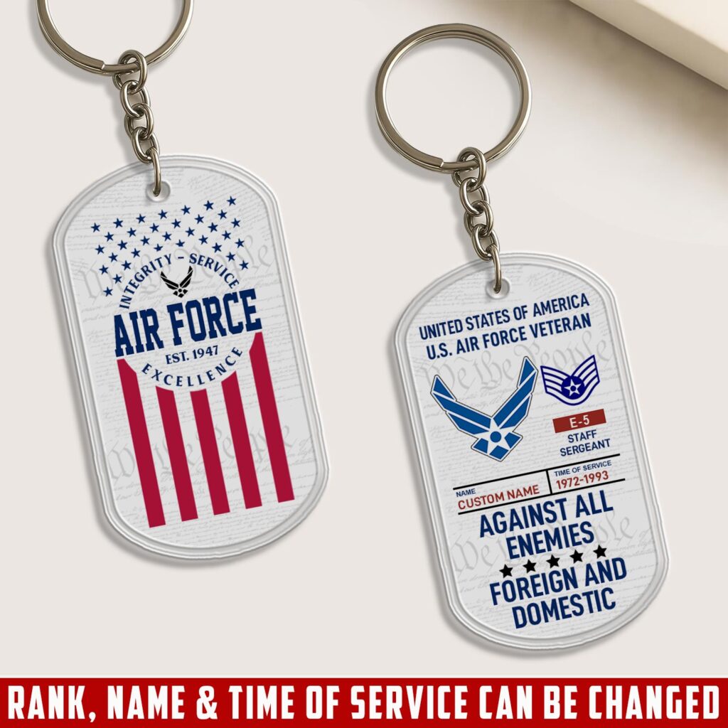 US Air Force, E 8 Air Force Senior Master Sergeant – Acrylic Keychain – Proud US Veteran